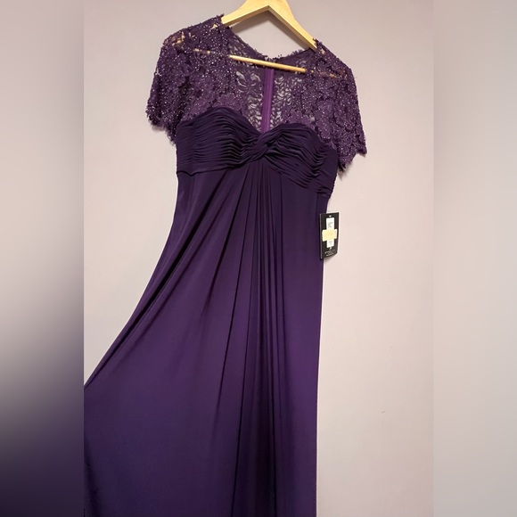 JS Boutique | Dresses | Nwt Purple Lace Beads Gown Js Boutique Long ...